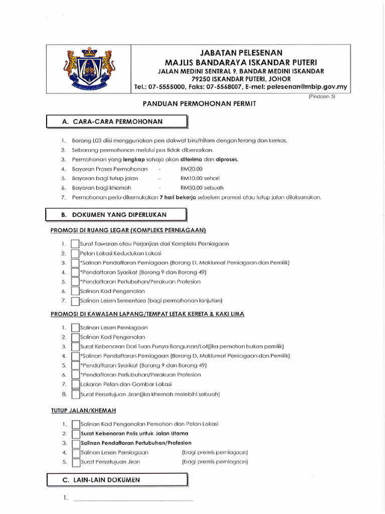 Panduan Permohonan Permit | PDF