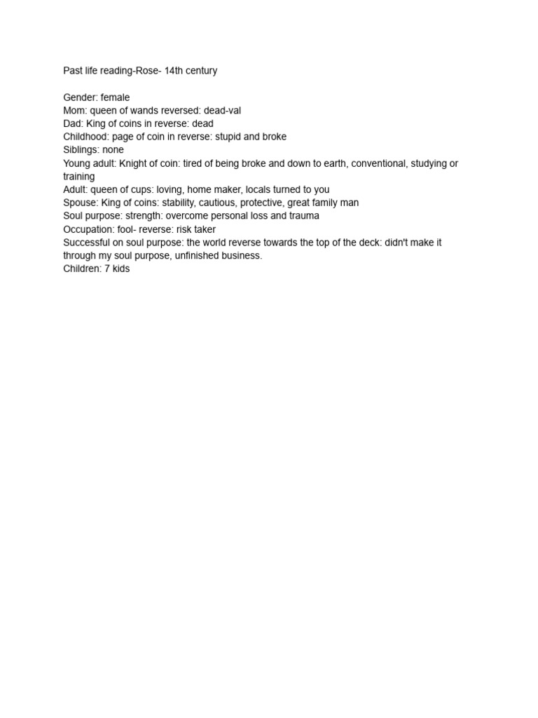 Past Life Reading | PDF