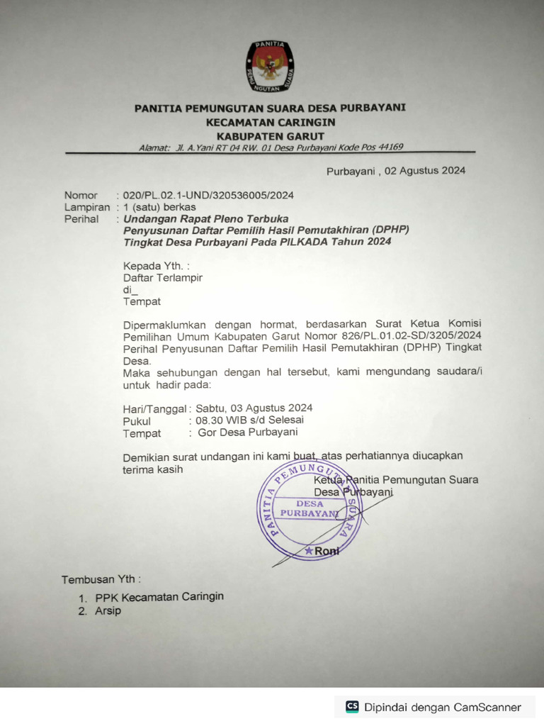 Undangan Pleno Pilkada | PDF