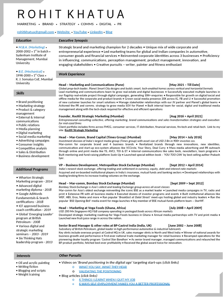 CV Rohit Khatua September 2022 | PDF | Marketing | Brand