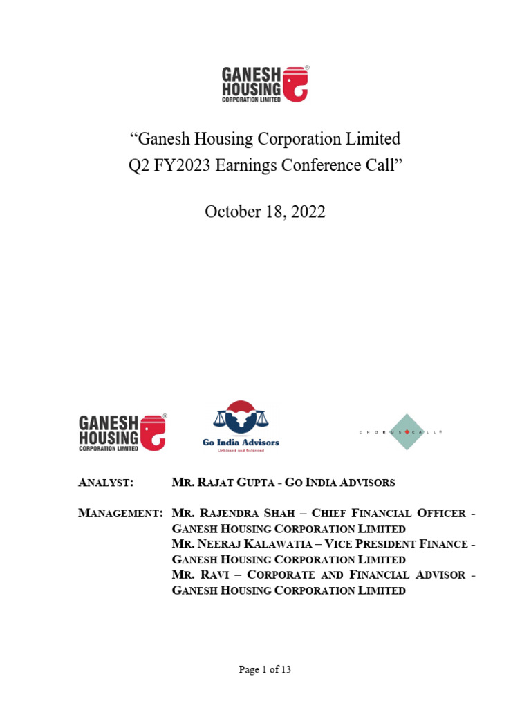 Transcript-of-Q2-FY23-Earnings-Calls | PDF | Taxes | Leverage (Finance)