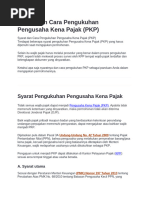 Formulir Pengukuhan PKP | PDF