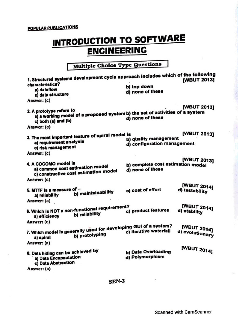 Software Engineering MCQs Guide | PDF