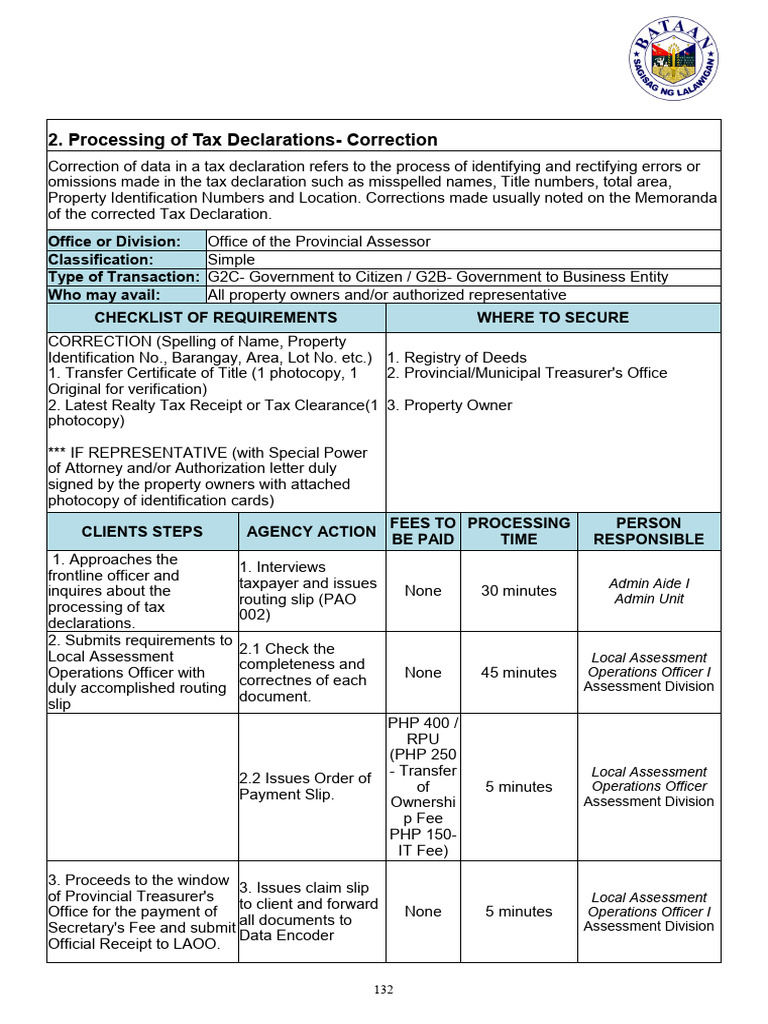 Tax Declaration Correction Process | PDF | Taxes | Payments