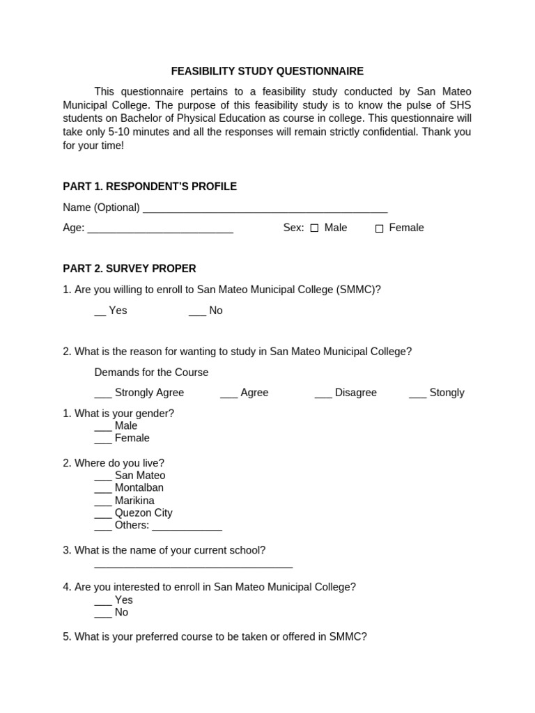 San Mateo College Feasibility Study Survey | PDF
