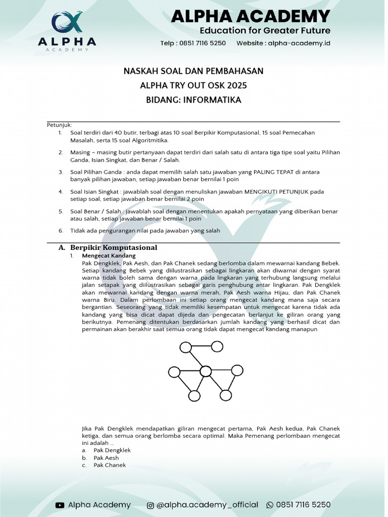 (SOAL) Try Out OSN-K Alpha Academy 2025 Bidang Informatika | PDF