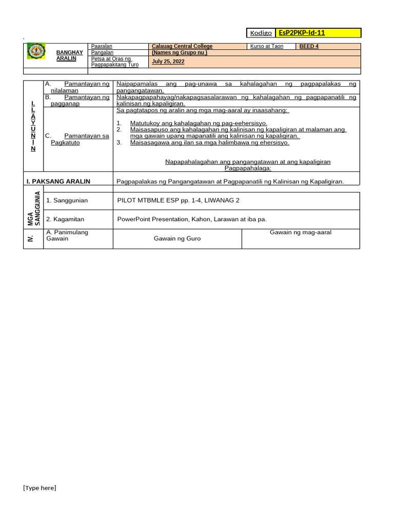 Module #15 - Sample Lesson Plan | PDF