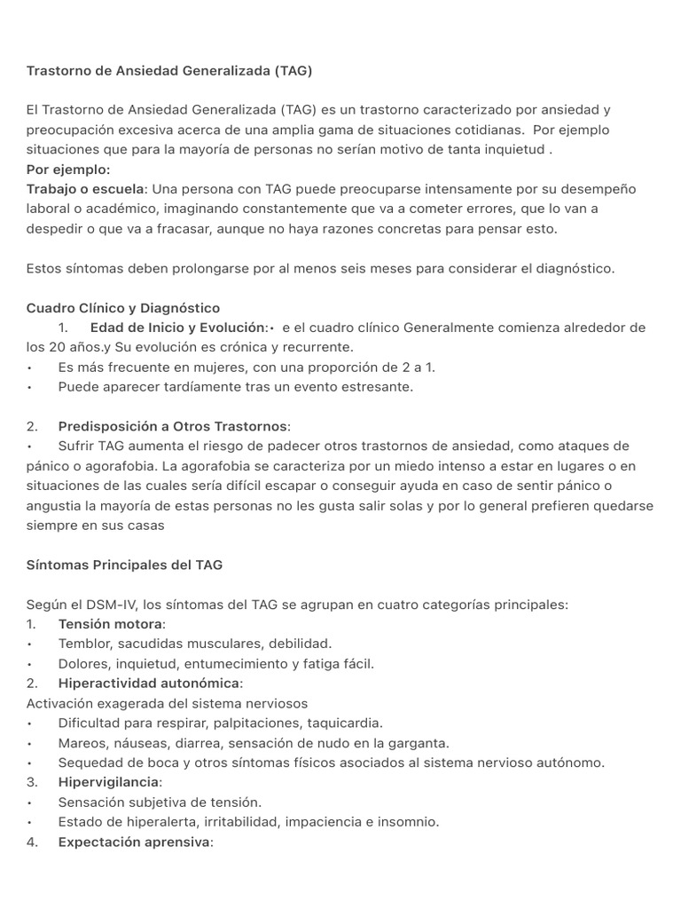 Trastorno de Ansiedad Generalizada (TAG) 2 | PDF | Ansiedad | Trastorno de ansiedad