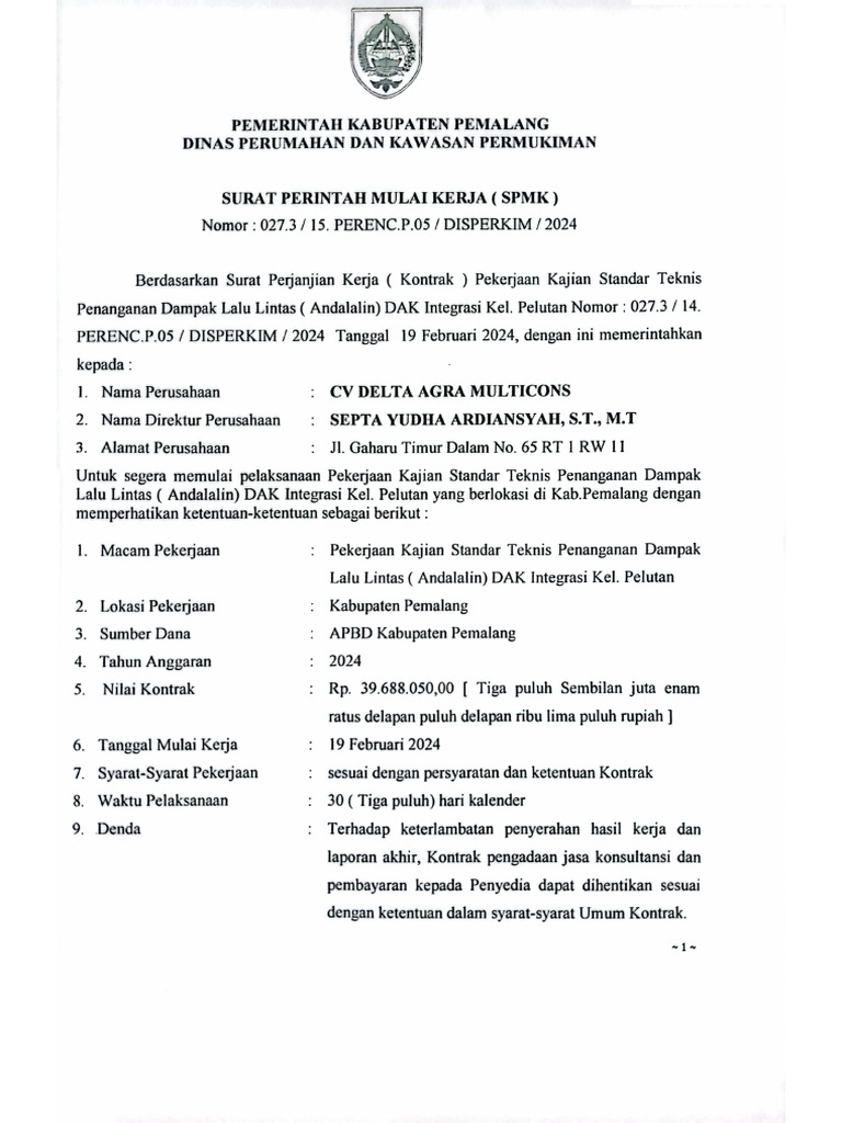 SPMK KAJIAN STANDAR TEKNIS DAMPAK LALULINTAS (ANDALALIN) | PDF