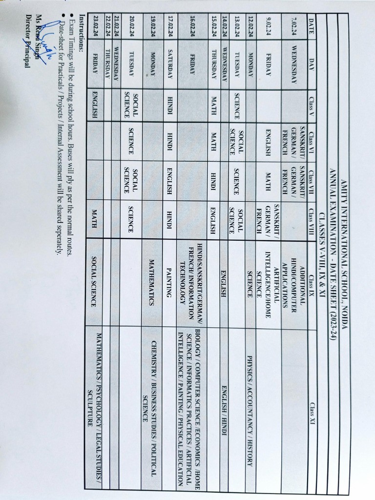 Final Term Date Sheet (1) | PDF