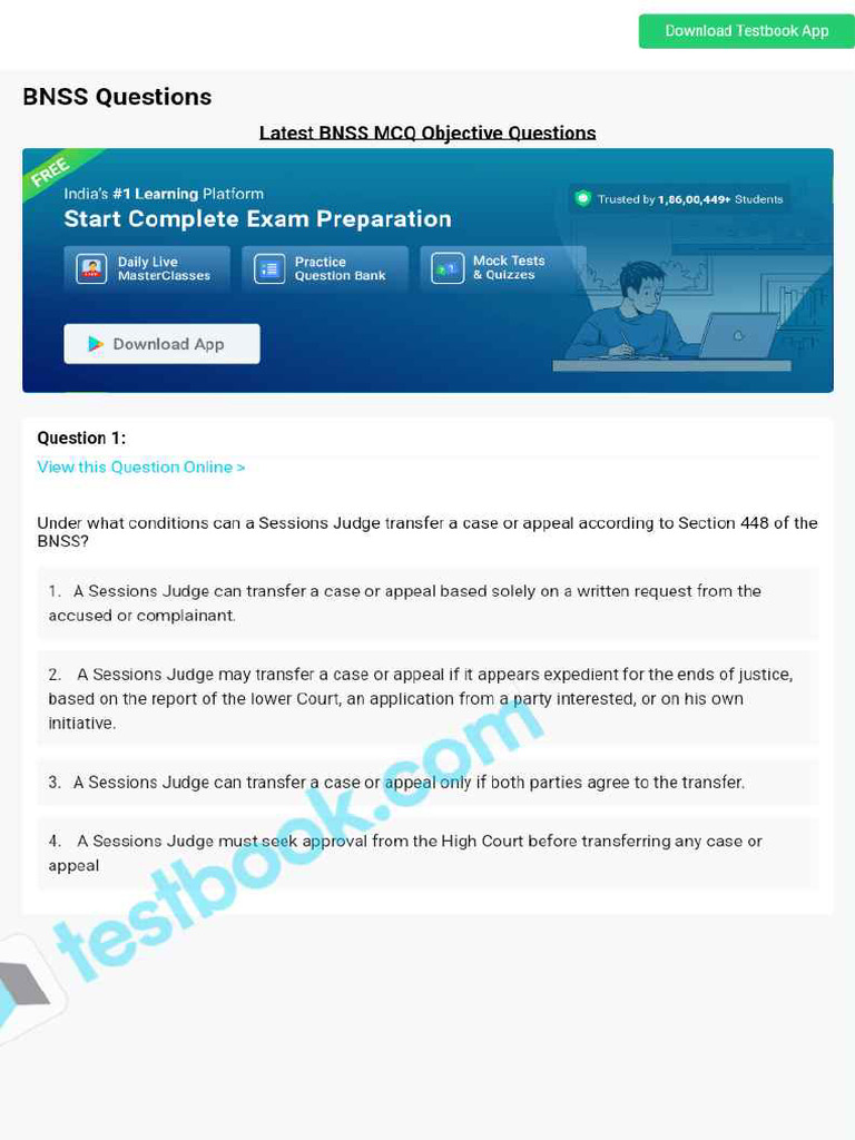 MCQ On Bnss 66f68bbbe386ca8a8391cab3 | PDF
