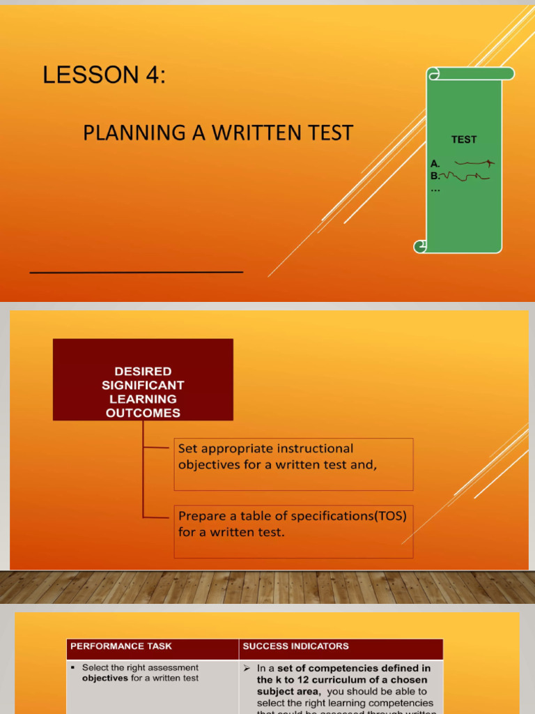 lesson 4 Planning a writen test | PDF