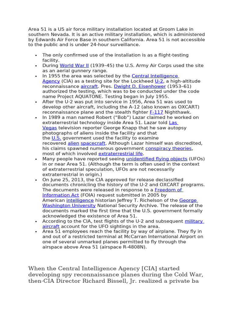 Area 51 Pdf Unidentified Flying Object Aviation
