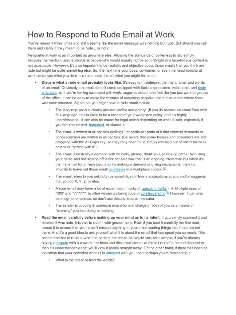 How To Respond To Rude Email at Work | PDF | Email | Email Spam