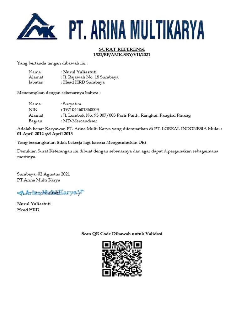 Surat Referensi | PDF