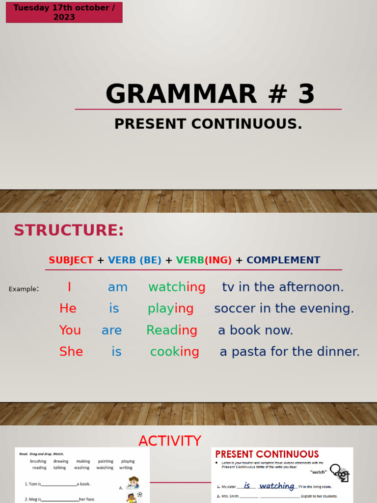 Grammar # 3: Present Continuous | PDF