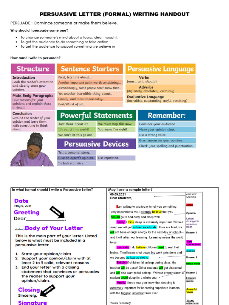 PERSUASIVE LETTER Handout | PDF