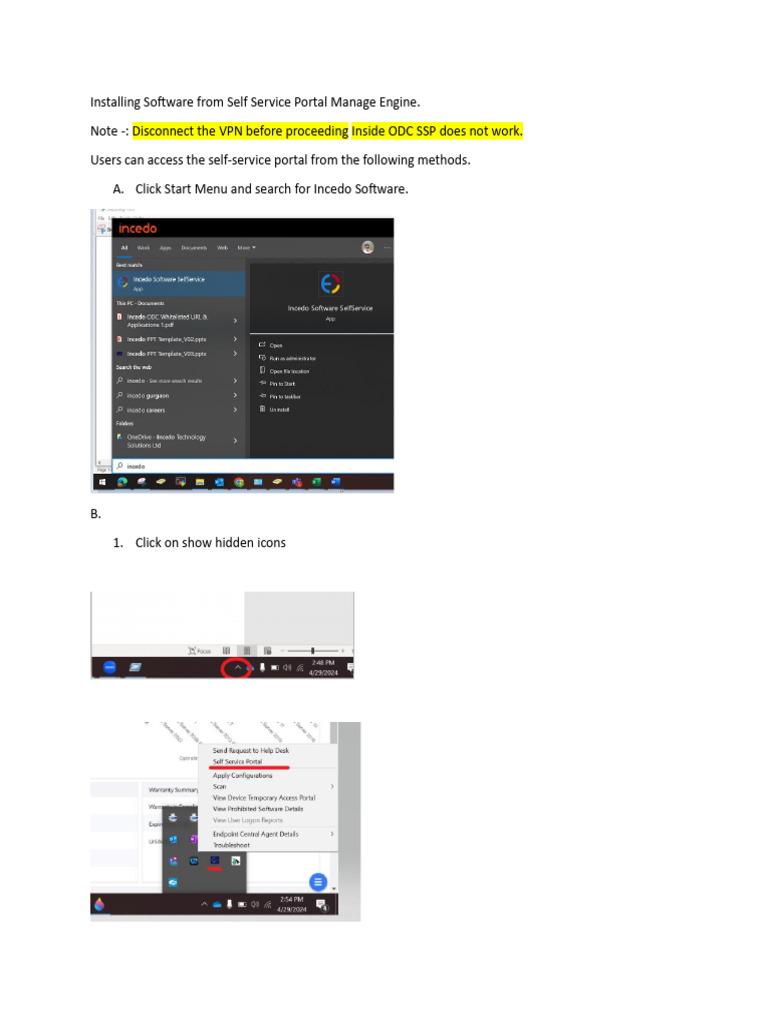 Install Software via Manage Engine SSP | PDF