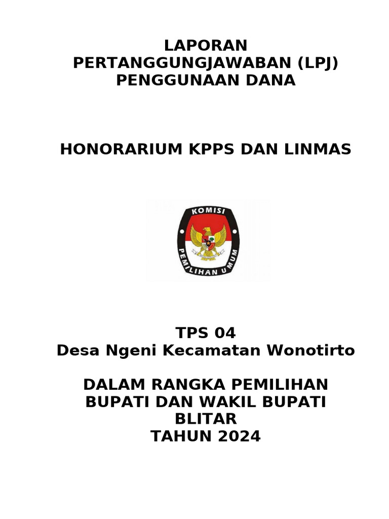 Draft SPJ Honorarium KPPS Dan Linmas | PDF