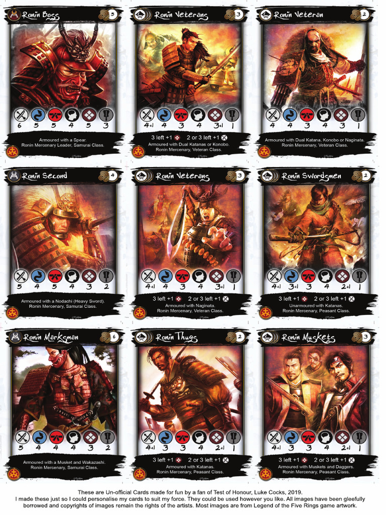 Lukes New TOH Ronin Warband Card Sheet | PDF
