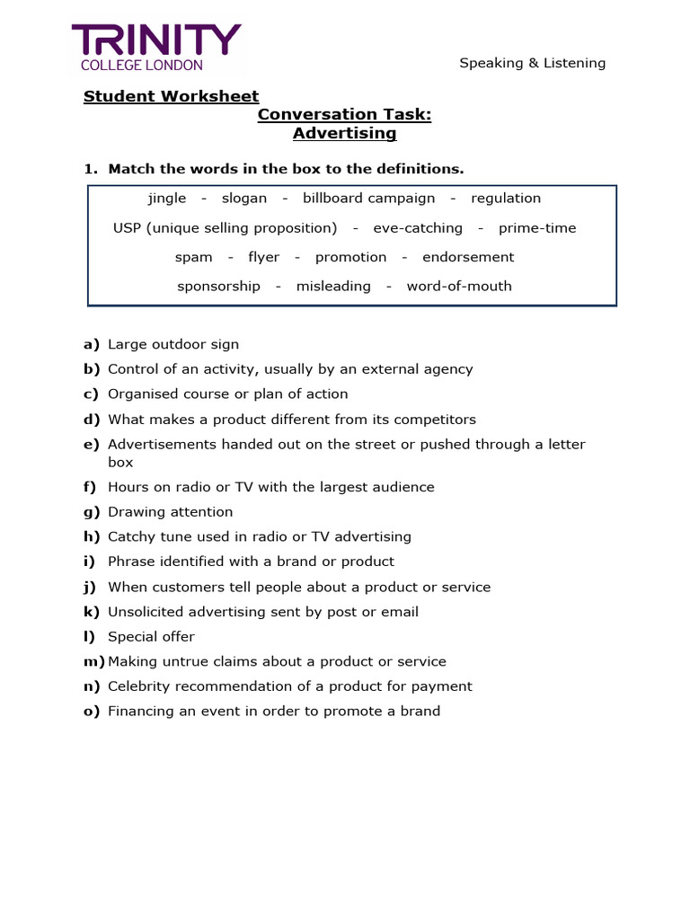 Week 3 - Vocab Practice (Advertising) | PDF | Advertising ...