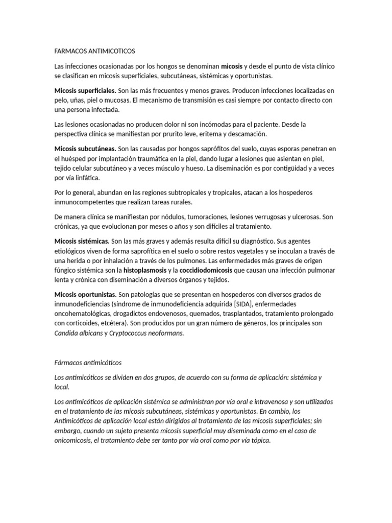 FARMACOS ANTIMICOTICOS y ANTIPARASITARIOS | PDF | Especialidades Medicas | Medicamentos con receta