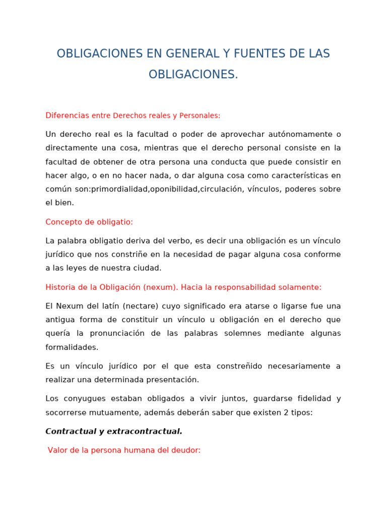 Fuentes y Clases de Obligaciones Jurídicas | PDF | Pagos | Derecho ...