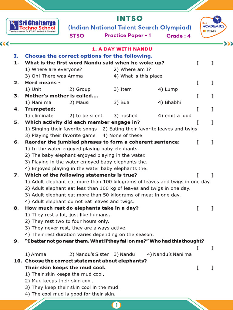General Science - STSO - INTSO - Grade - 4 (Practice Paper - 1 To 3 ...