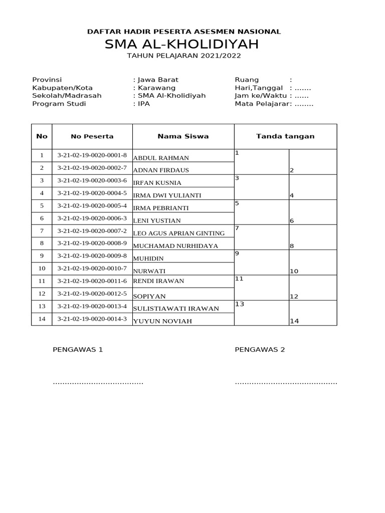 Daftar Hadir | PDF