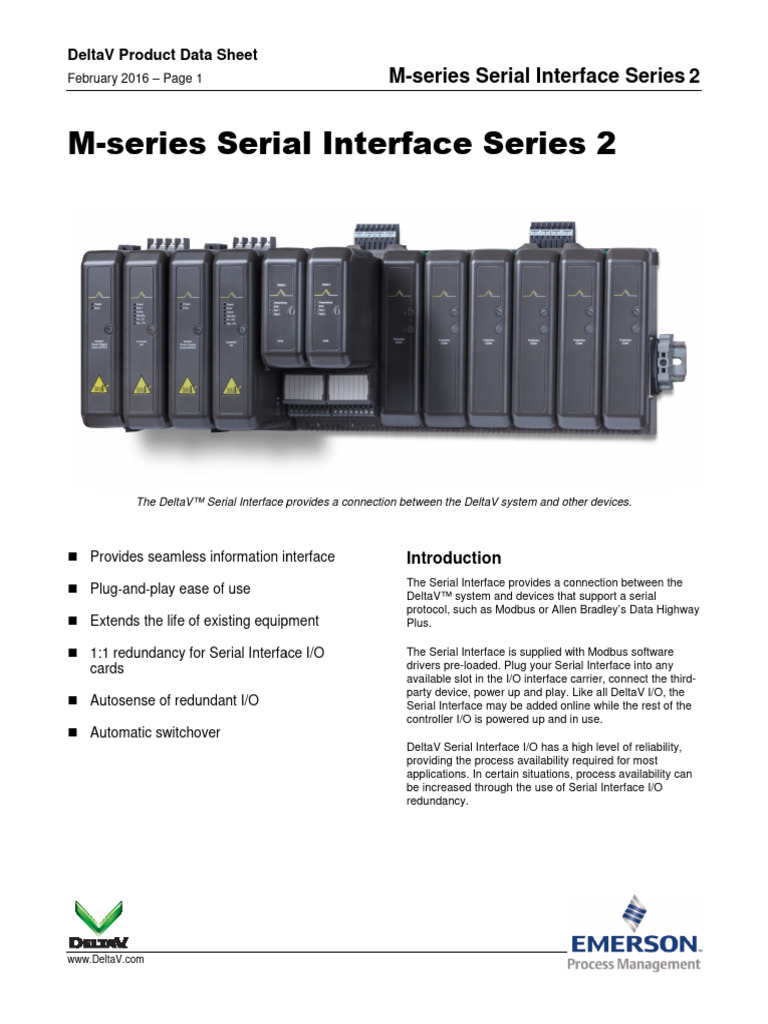 Product Data Sheet M Series Serial Interface Series 2 Deltav en 57886 ...