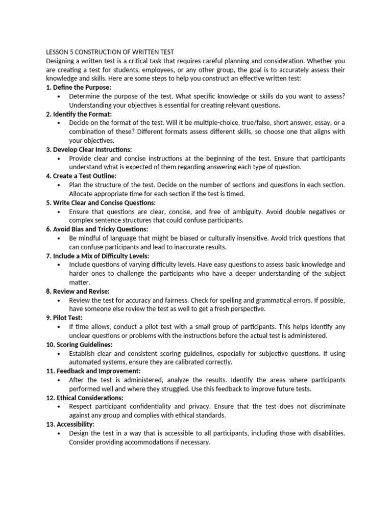 Effective Written Test Construction Guide | PDF | Question | Knowledge
