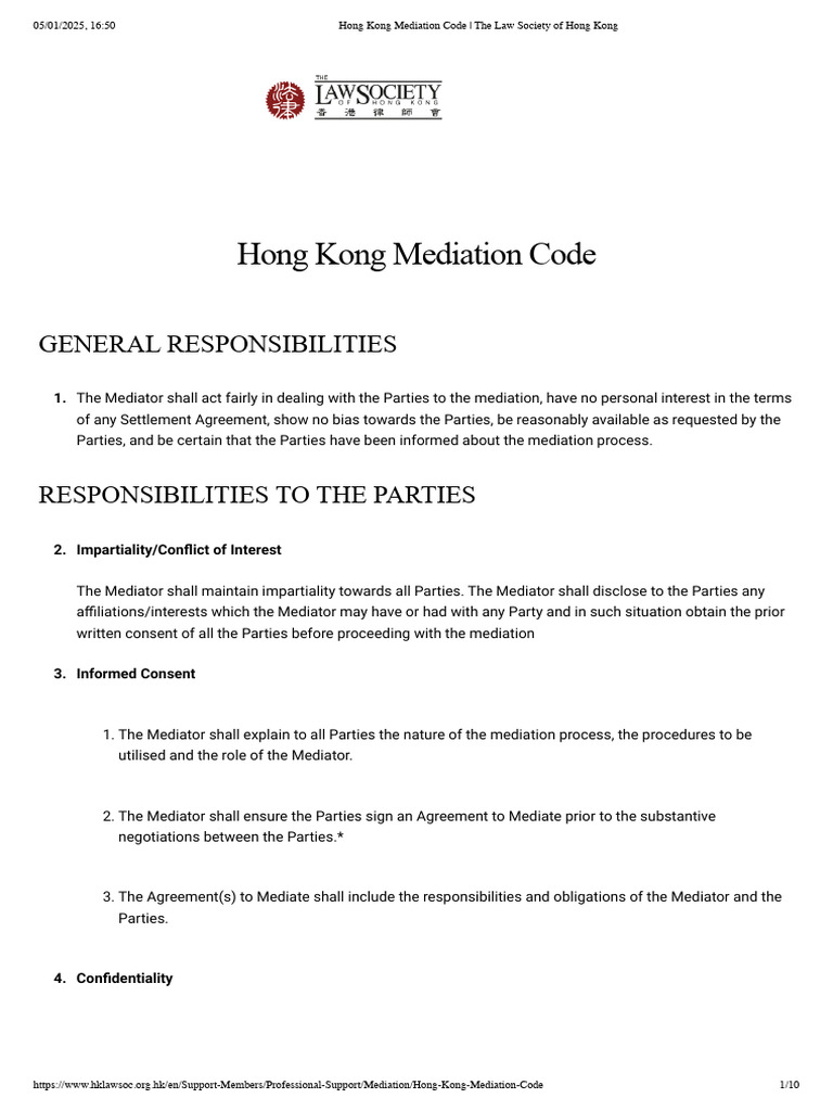 Hong Kong Mediation Code Overview | PDF | Mediation | Defamation