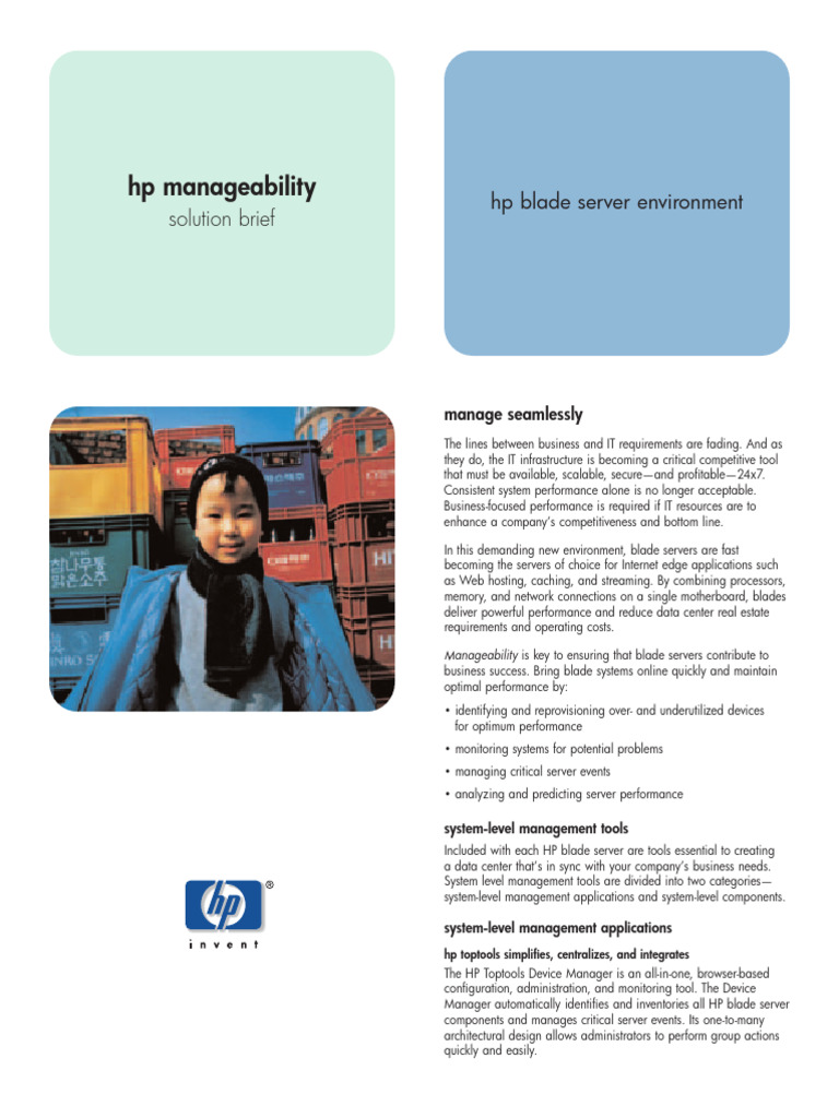 HP Manageability Solution Brief | PDF | Server (Computing) | Hewlett ...