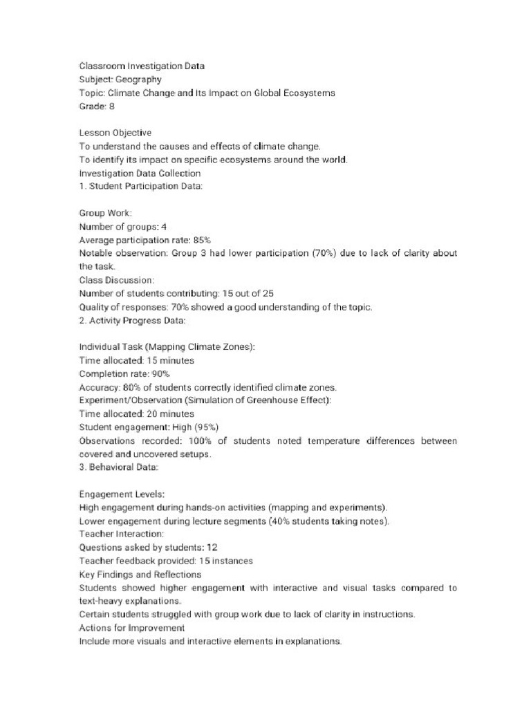 Classroom Investigation | PDF