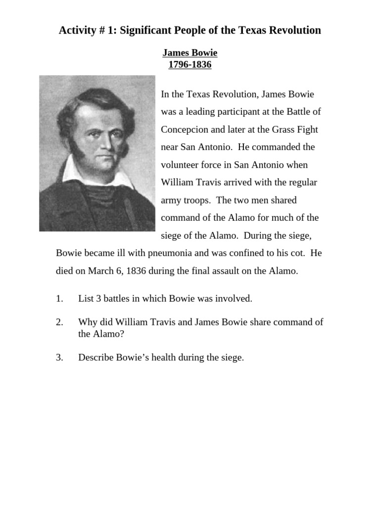 Texas Revolution 3 Activities | PDF | Battle Of The Alamo | Texas ...