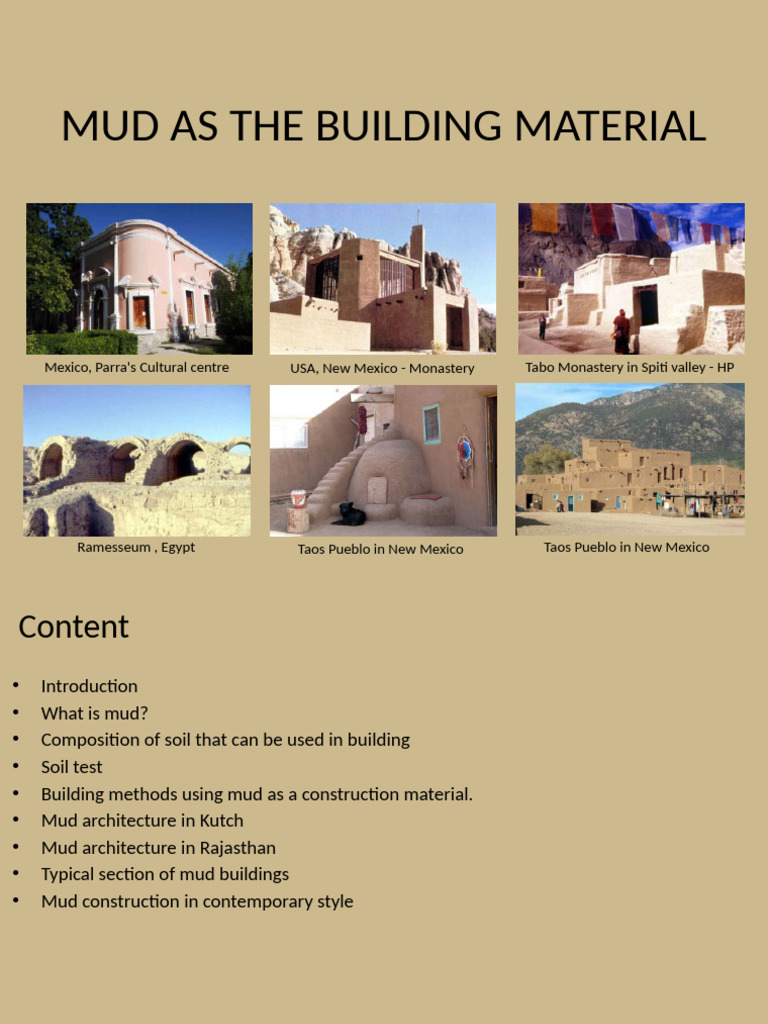 Mud as a Sustainable Building Material | PDF | Clay | Natural Materials