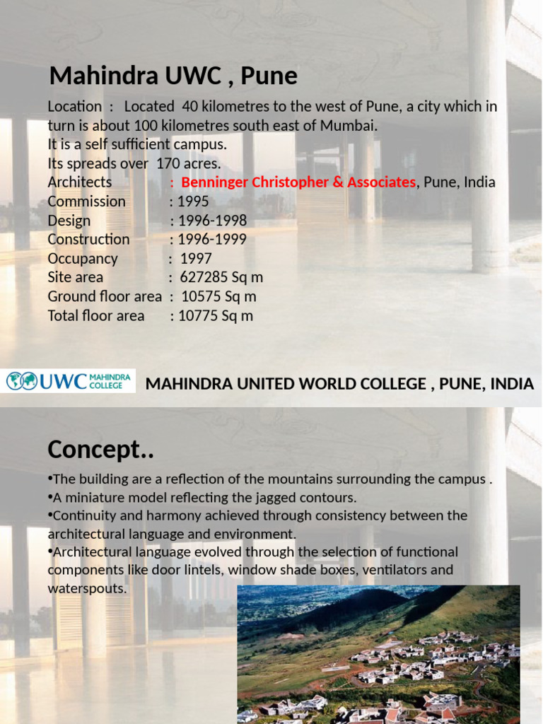 Mahindra UWC Pune Campus Overview | PDF | Architectural Design ...