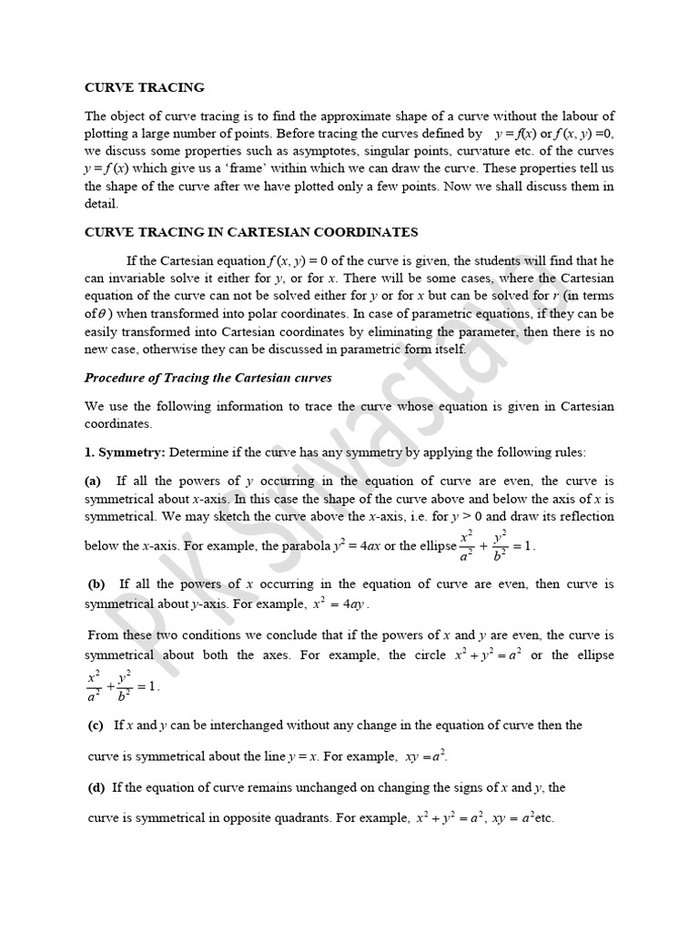 Curve Tracing In Cartesian Coordinates Pdf Asymptote Cartesian Coordinate System