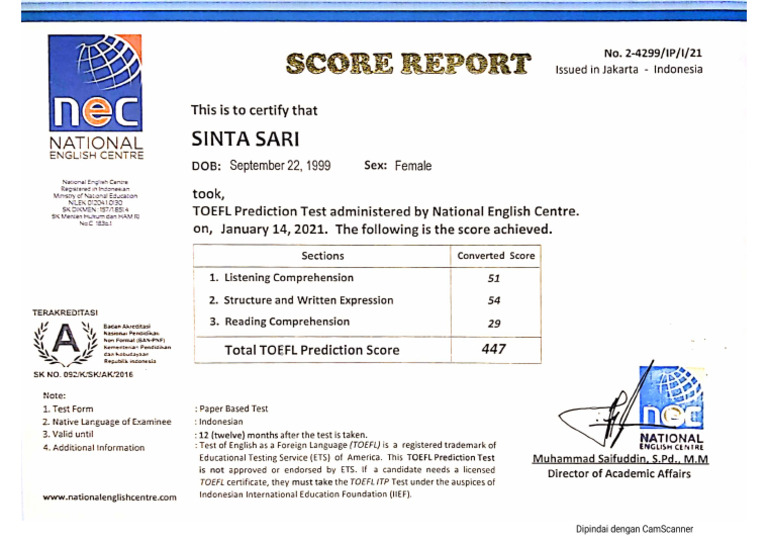 Toefl sinta sari | PDF
