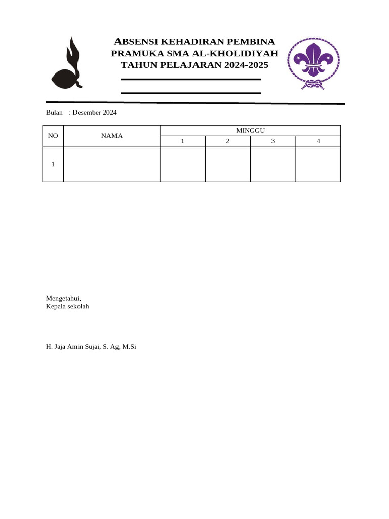 FORMAT ABSENSI PRAMUKA | PDF