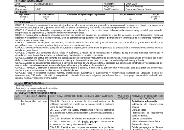 Pca 10mo Eess 2024 | PDF | Maestros | Geografía