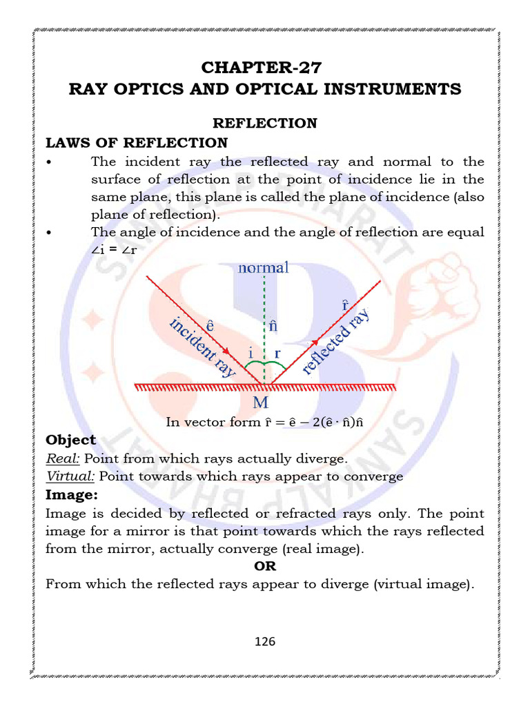 Ray Optics & Optical Instruments | PDF | Reflection (Physics) | Angular Resolution