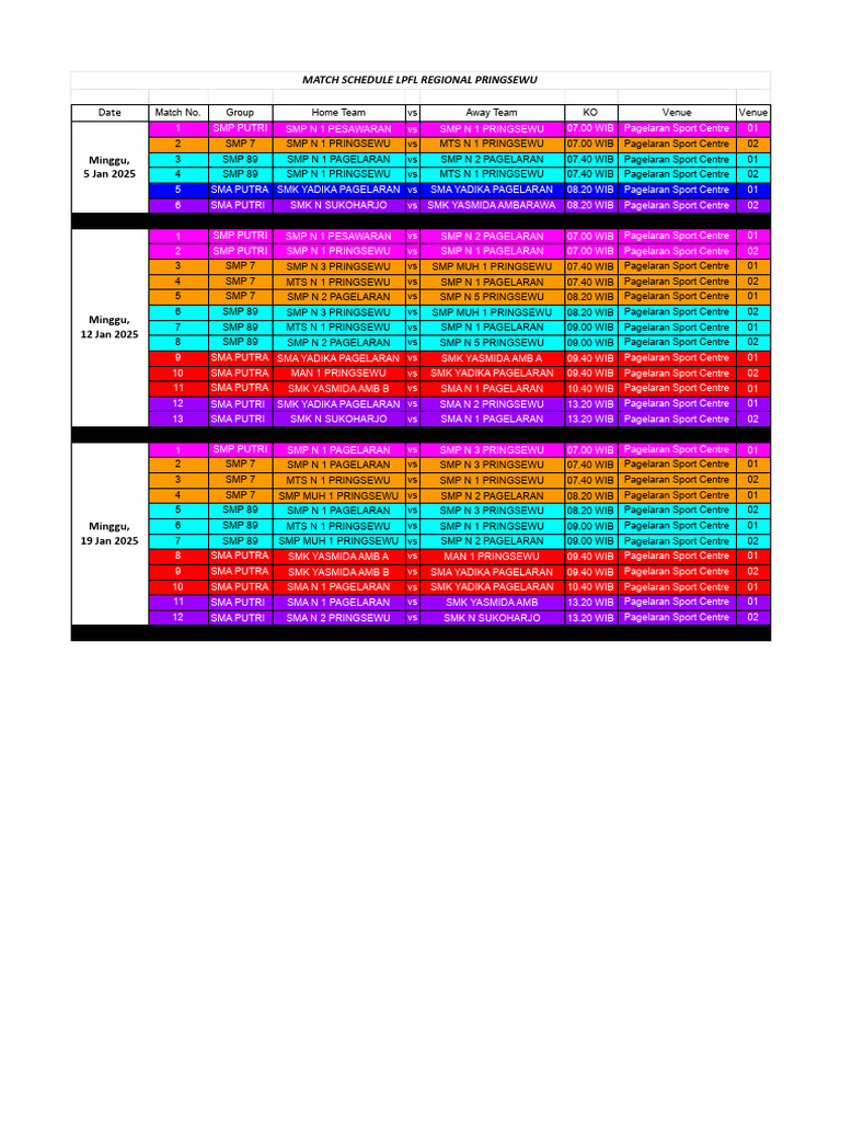 Buku Jadwal - PSW 01 | PDF