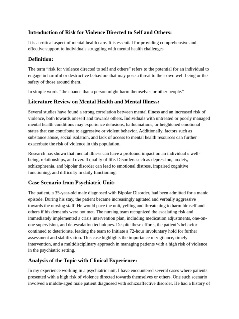 Risk for Violence | PDF | Mental Disorder | Violence