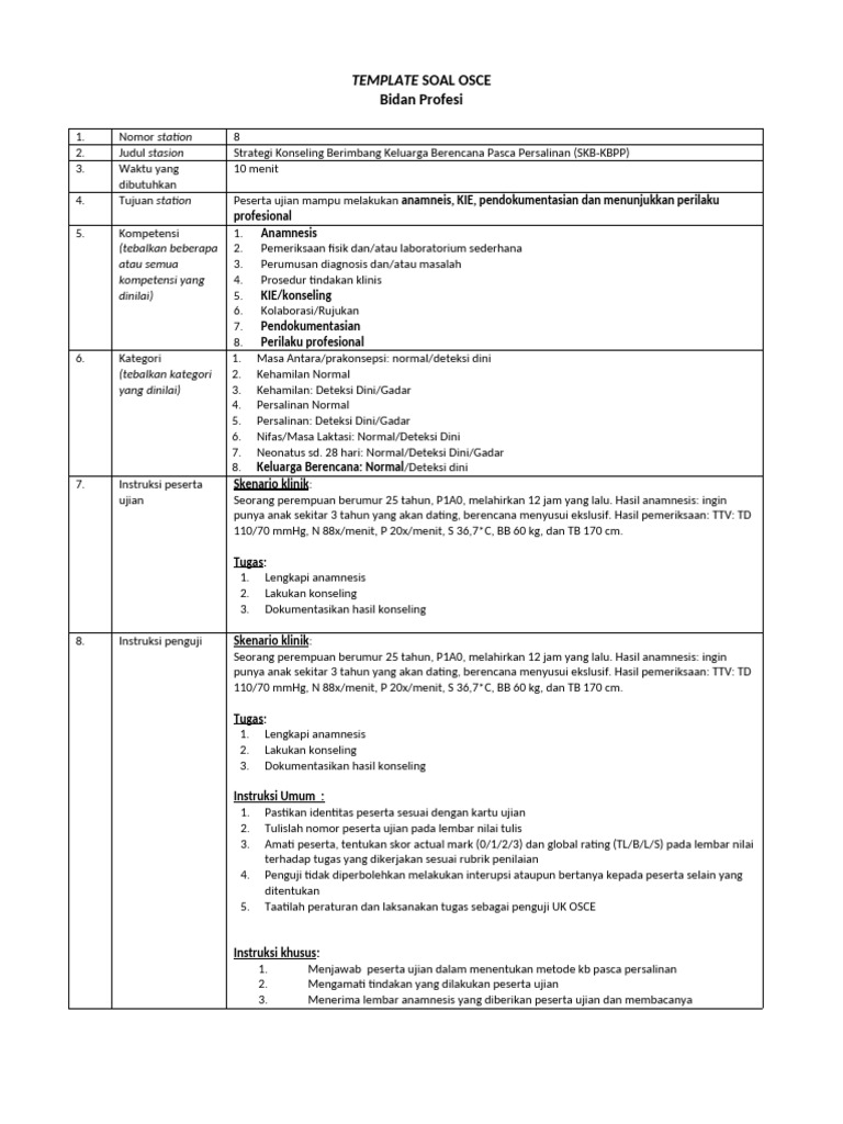Kelompok 8-Template Soal OSCE KB | PDF