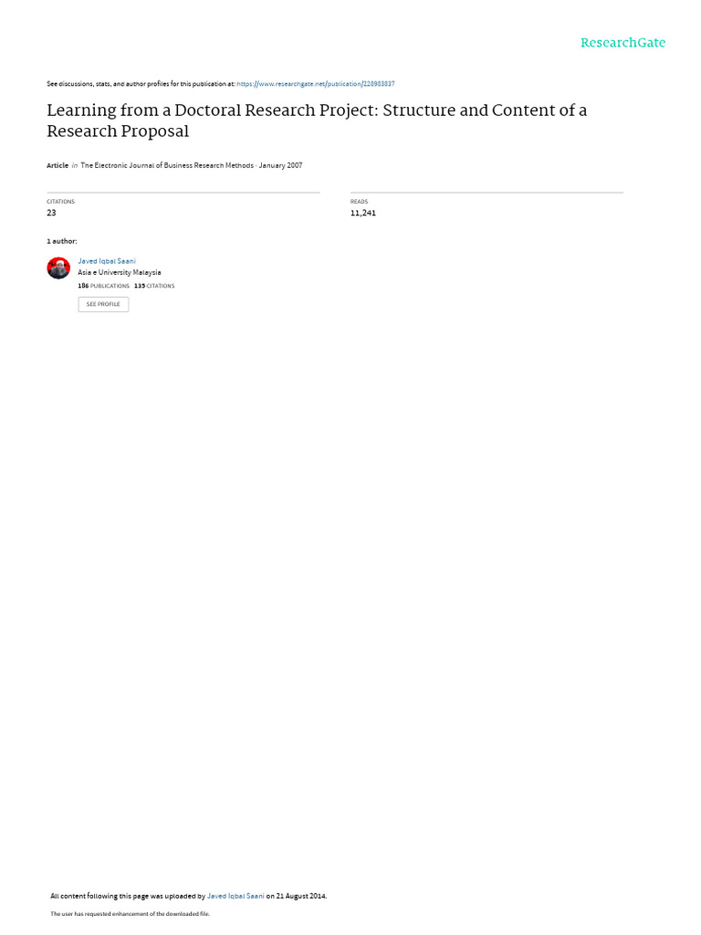 VERY VERY MOST Learning From A Doctoral Research Project Structur | PDF ...