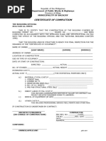 DPWH FORM - Cert. of Completion Form | PDF
