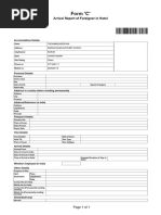 Form C: Hotel Arrival Report for Foreigners | PDF