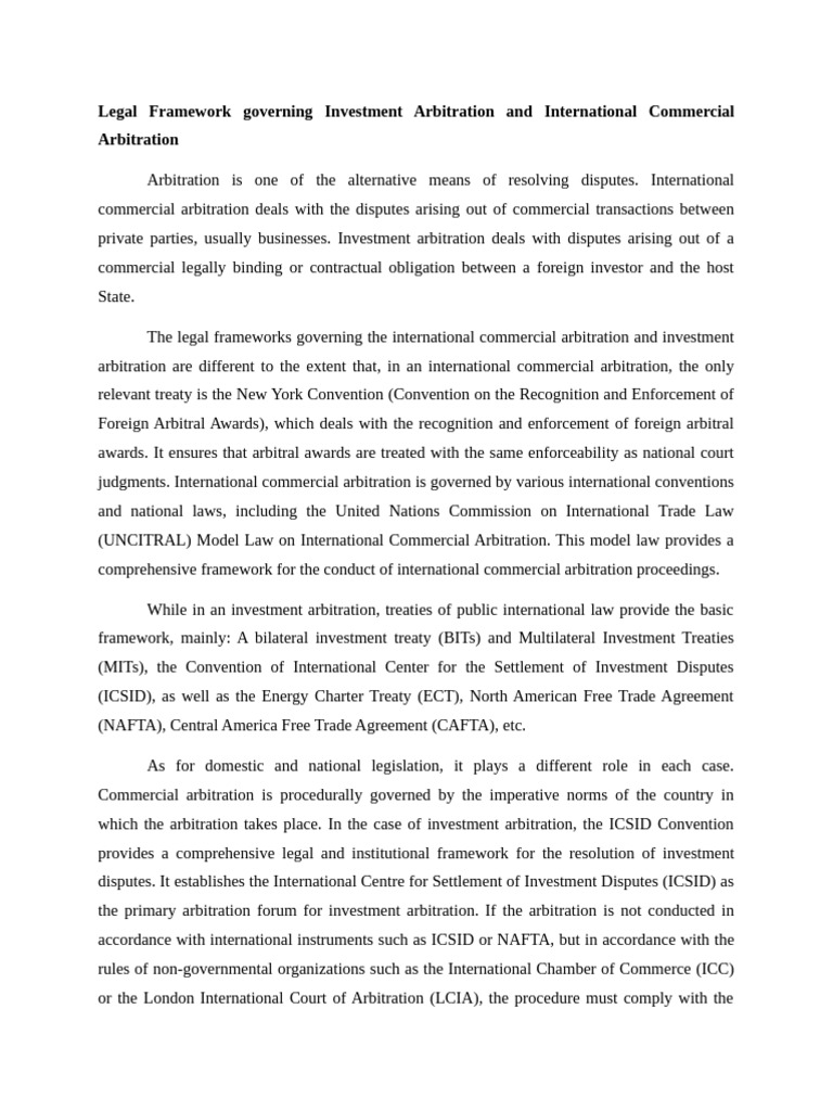Investment vs. Commercial Arbitration Law | PDF | Arbitration | Treaty