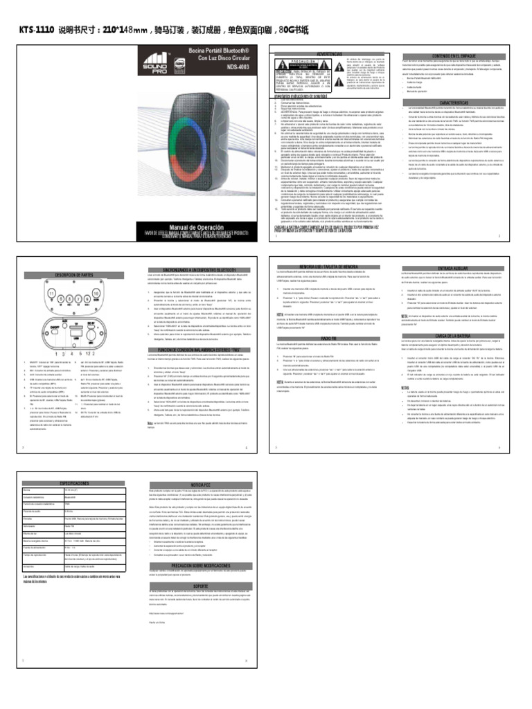 NDS 4003 Spanish Manual | PDF | USB | Bluetooth